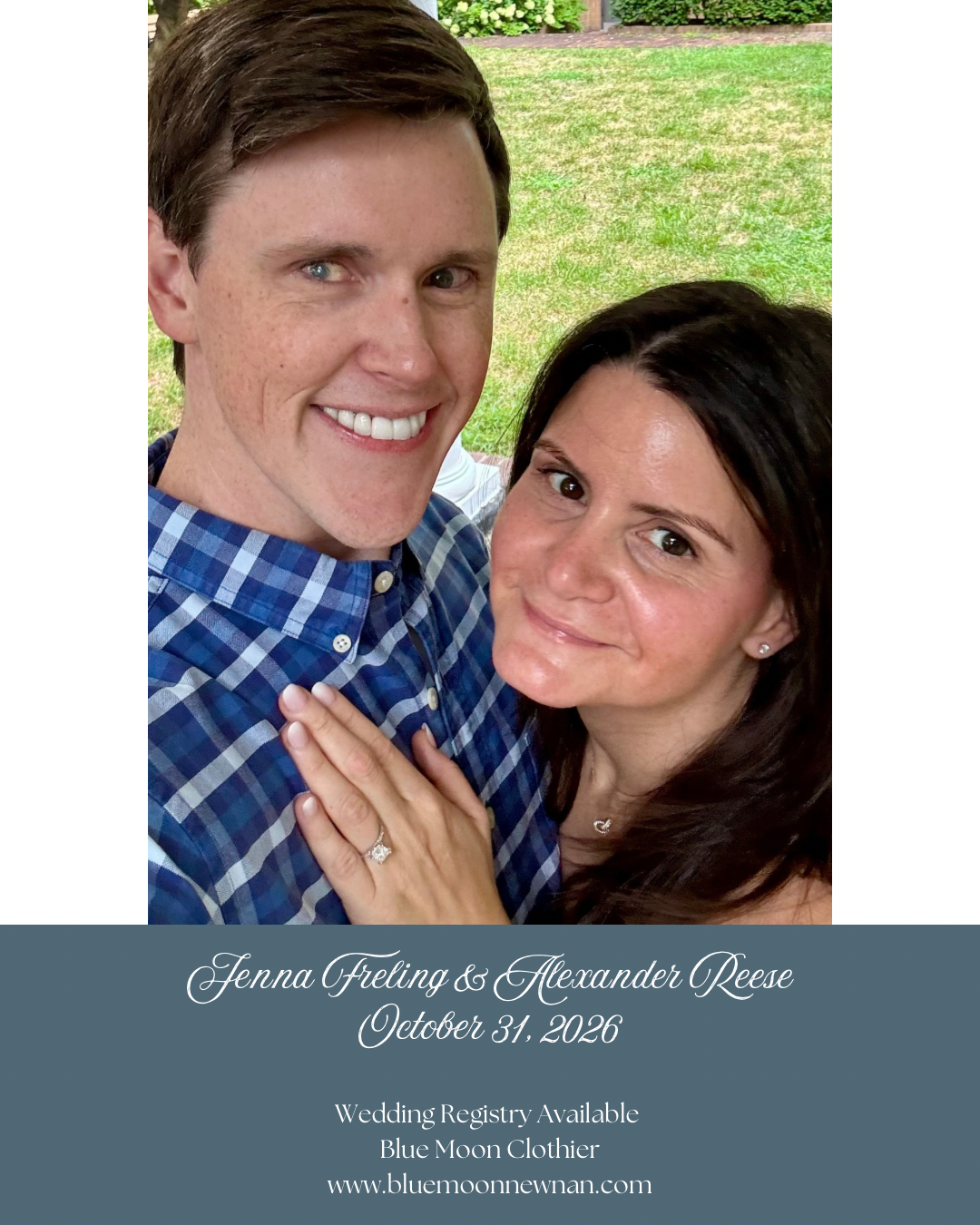 Jenna Freling & Alexander Reese October 31, 2026 – Blue Moon Clothier